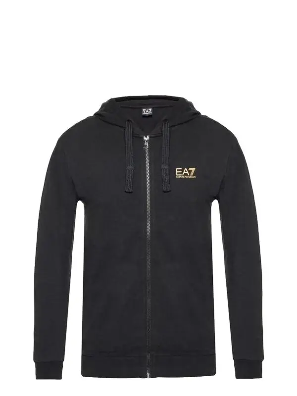 EA7 Printed Logo Hoodie - Black