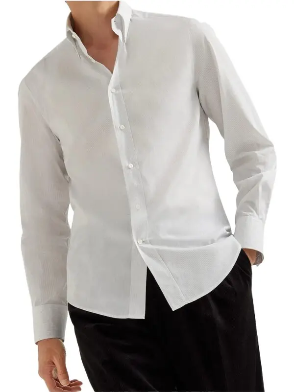 Brunello Cucinelli Striped Poplin Shirt - White