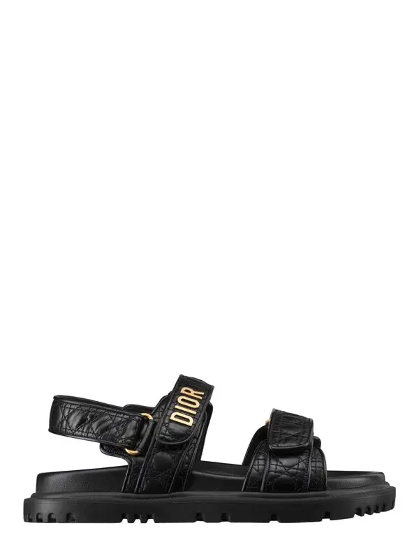 Dior Quilted Leather Act Sandals With Gold-tone Logo - Black