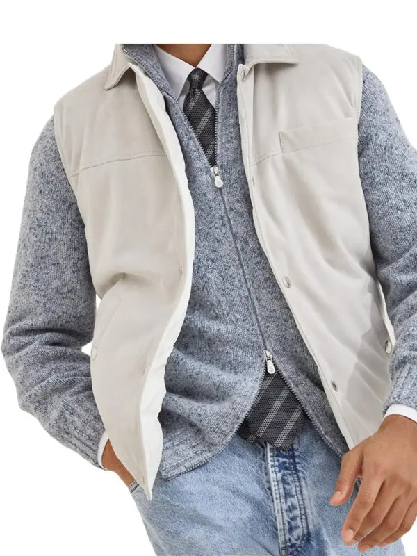 Brunello Cucinelli Sleeveless Collared Vest With Goose Down Filling - Ivory