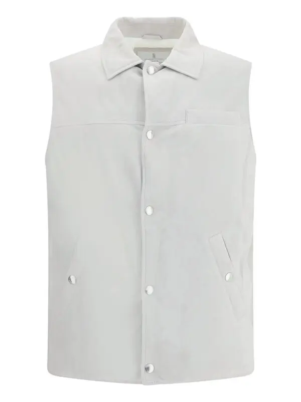 Brunello Cucinelli Sleeveless Collared Vest With Goose Down Filling - Ivory