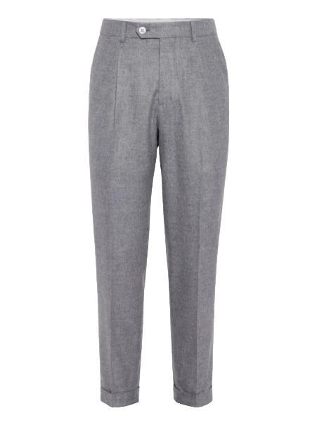 Brunello Cucinelli Flannel Tailored Trousers - Grey