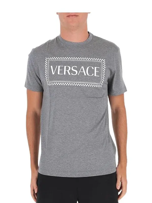 Versace Logo Printed T-shirt - Gray