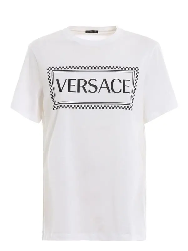 Versace Logo Print Crewneck T-shirt - White