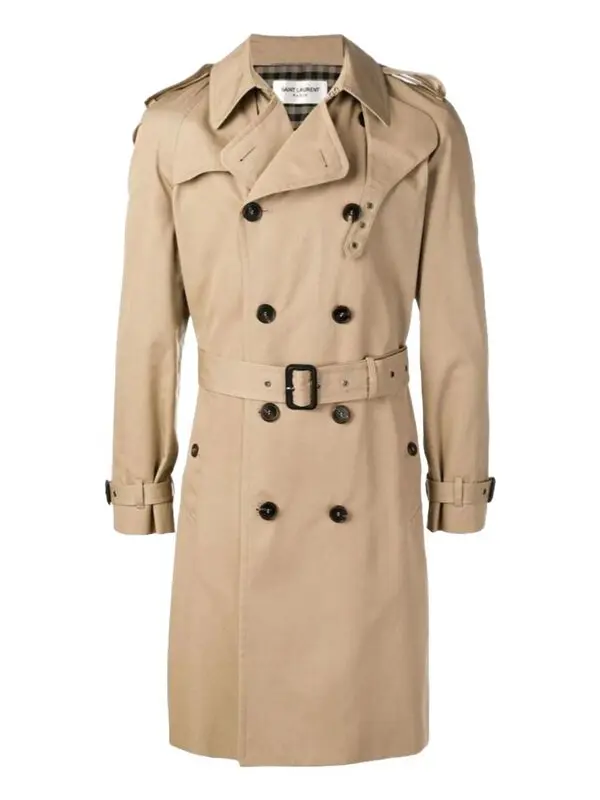 Saint Laurent Belted Trench Coat - Khaki