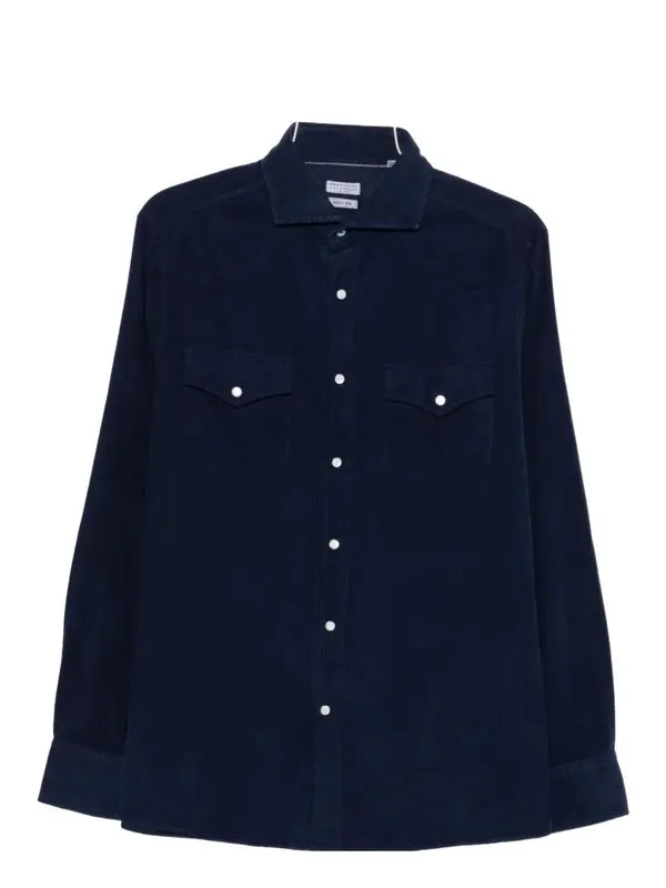 Brunello Cucinelli Long Sleeved Button-up Shirt - Blue