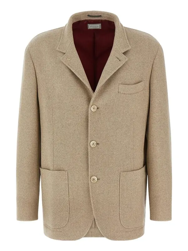 Brunello Cucinelli Chiné Diagonal Blazer - Beige
