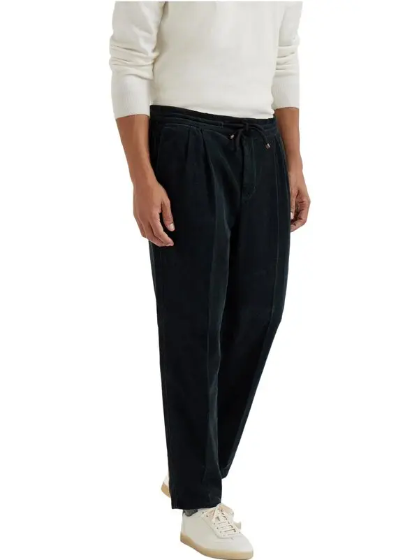 Brunello Cucinelli Drawstring Tapered Trousers - Black