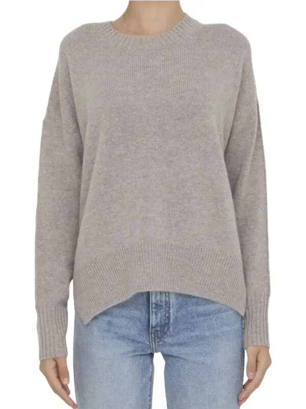 ALLUDE Drop Shoulder Cashmere Jumper With Ribbed Details - Beige