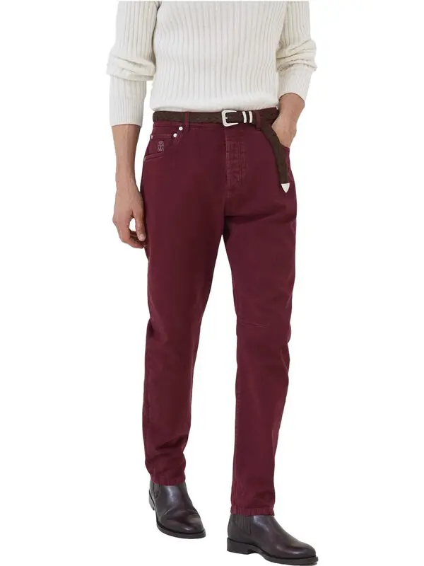 Brunello Cucinelli Logo Patch Jeans - Red