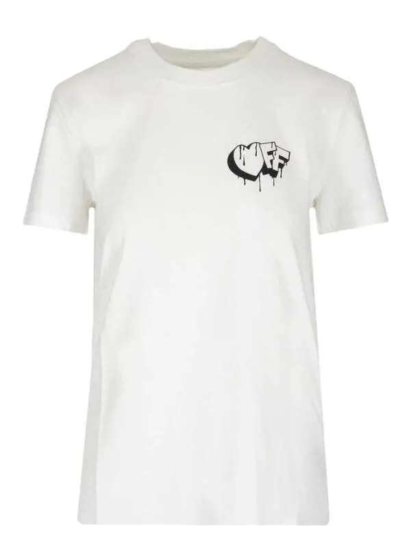 Off-White Graffiti Print Cotton T-shirt - White