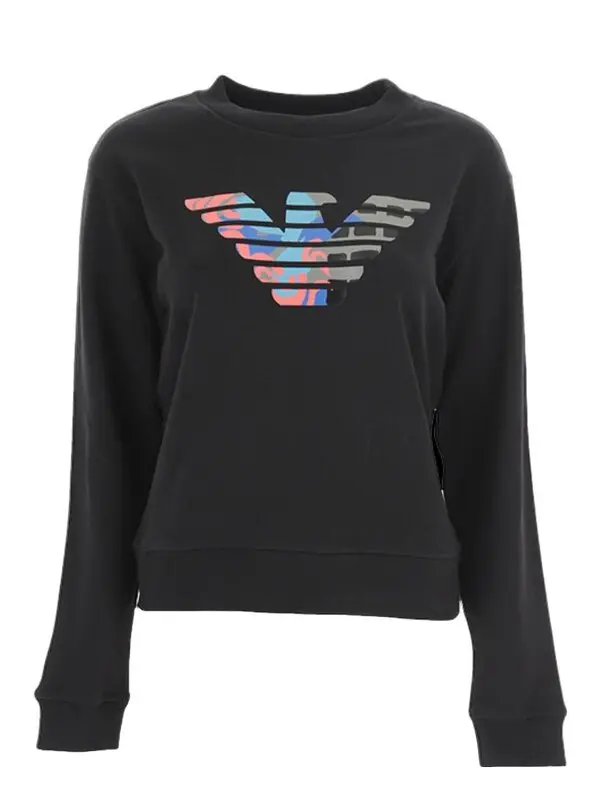 Emporio Armani Round Neck Logo Sweater - Black