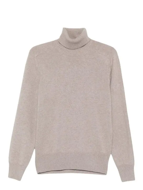 Brunello Cucinelli Ribbed Hem Turtleneck Sweater - Beige