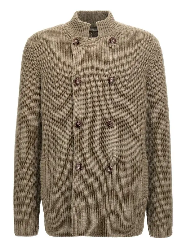 Brunello Cucinelli Double-breasted Knit Cardigan - Brown