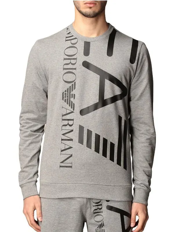 EA7 Logo Print Crewneck Sweatshirt - Gray