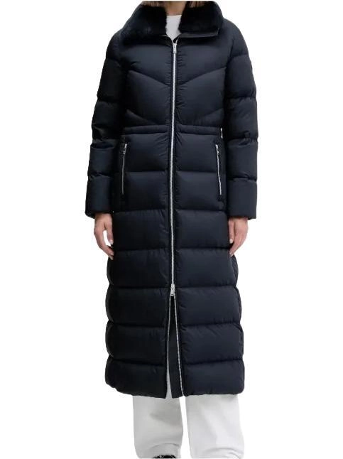 Moose Knuckles Longline Puffer Jacket With Fur Trim - Blue