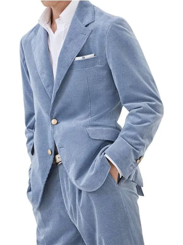 Brunello Cucinelli Corduroy Single-breasted Blazer - Blue
