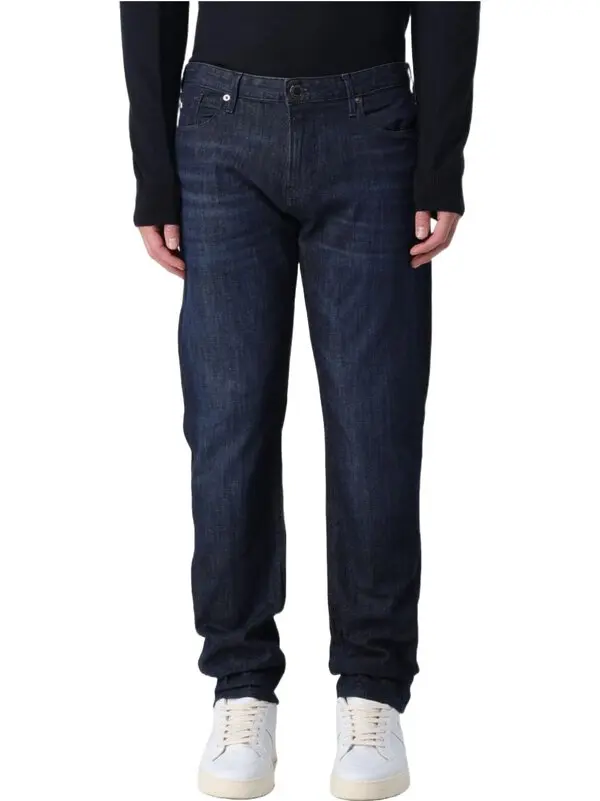 Emporio Armani Logo Plaque Slim-fit Jeans - Black