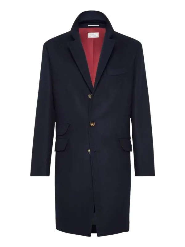 Brunello Cucinelli Single-breasted Lapel Collar Coat - Black