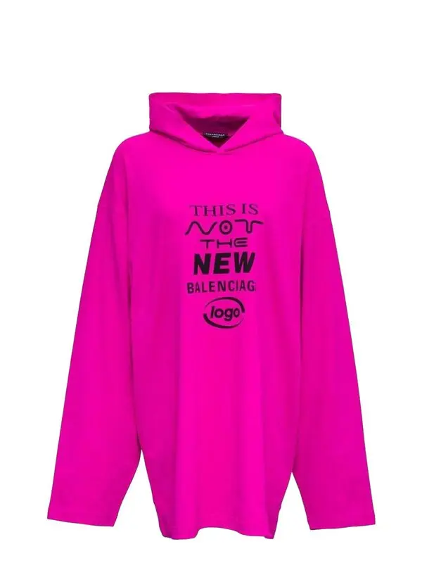 Balenciaga Printed Hooded Long Sleeve T-shirt - Pink