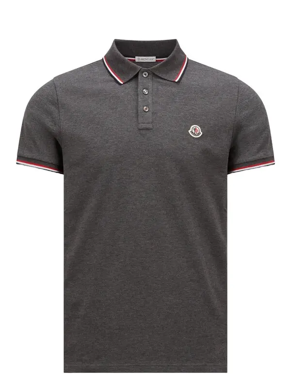 Moncler Logo Patch Short-sleeved Polo Shirt - Dark Gray
