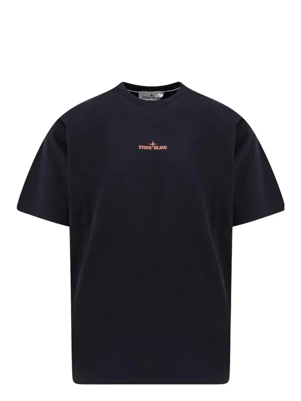 Stone Island Logo Printed Crewneck T-shirt - Black