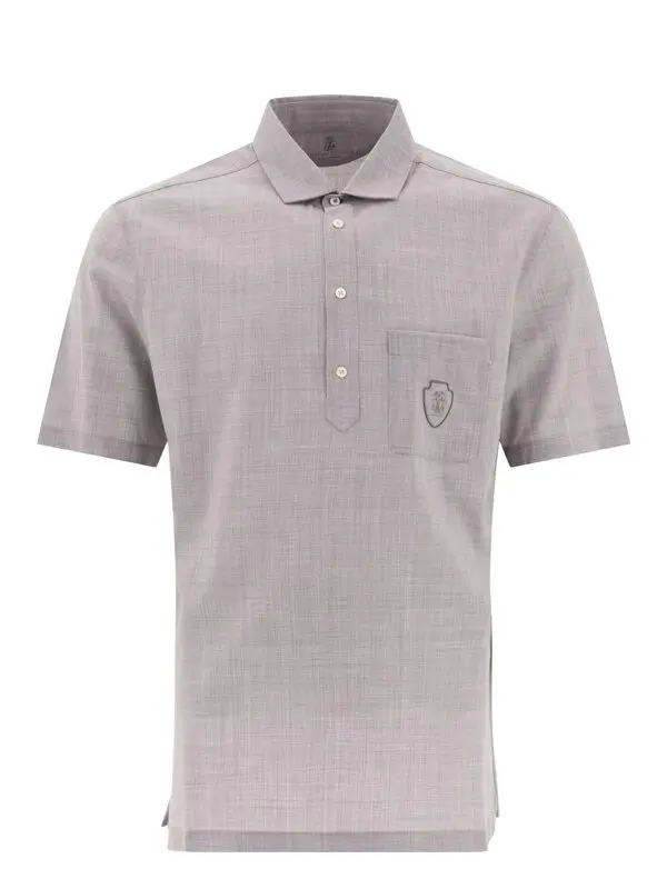 Brunello Cucinelli Logo Detailed Short Sleeved Polo Shirt - Grey