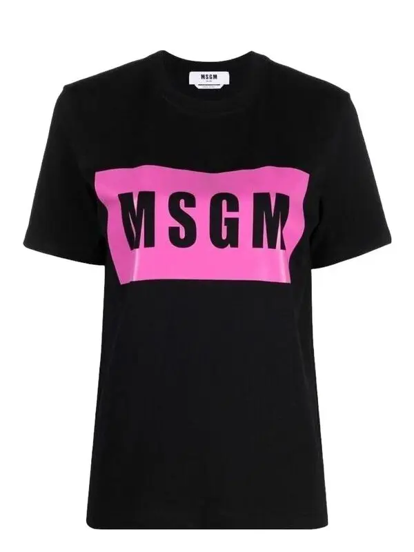 MSGM Logo Cropped T-shirt - Black