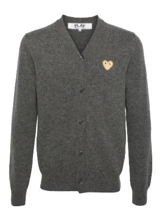 Play Comme Des Garcon Logo Patch Knitted Cardigan - Black