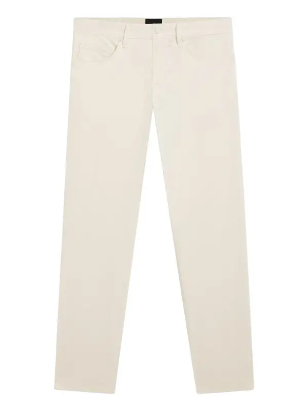 Hugo Boss Straight-leg Trousers With Logo Patch - Natural