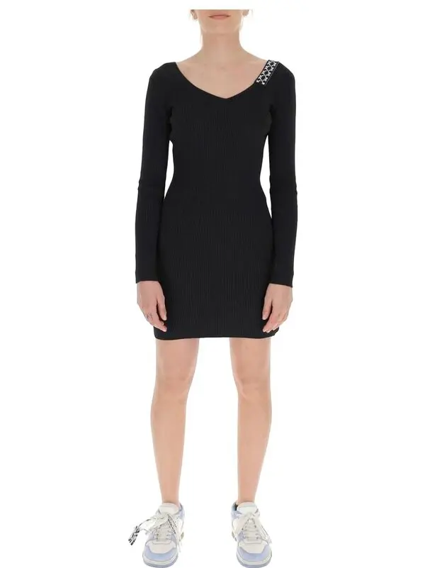 Off-White Arrow Tape Detail" Mini Dress - Black