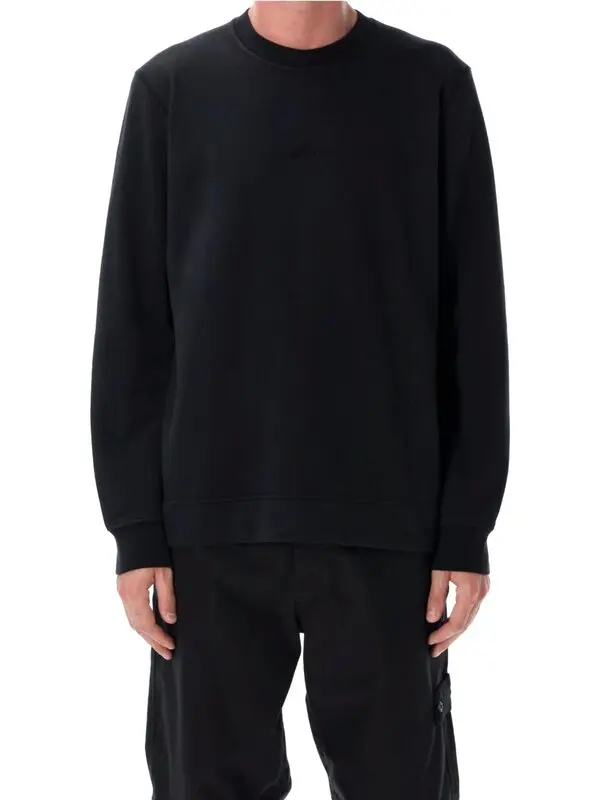 Stone Island Logo Patch Crewneck Sweatshirt - Black