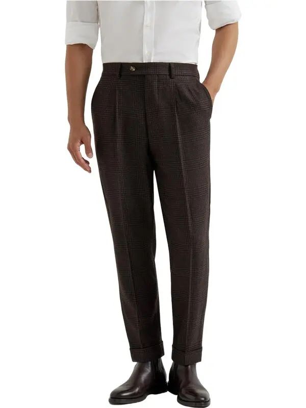 Brunello Cucinelli Pleated Wool-cashmere Blend Trousers - Black