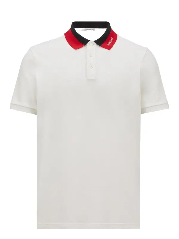 Moncler Embroidered Logo Piquet Polo Shirt - White