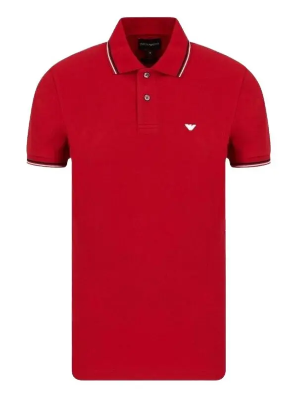 Emporio Armani Logo Detailed Short-sleeved Polo Shirt - Red