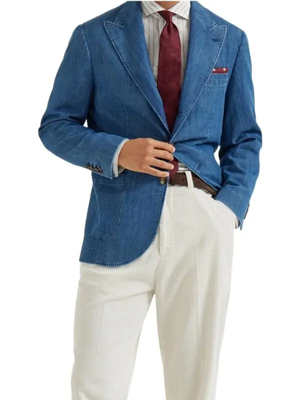 Brunello Cucinelli Three-button Patch-pocket Blazer - Blue