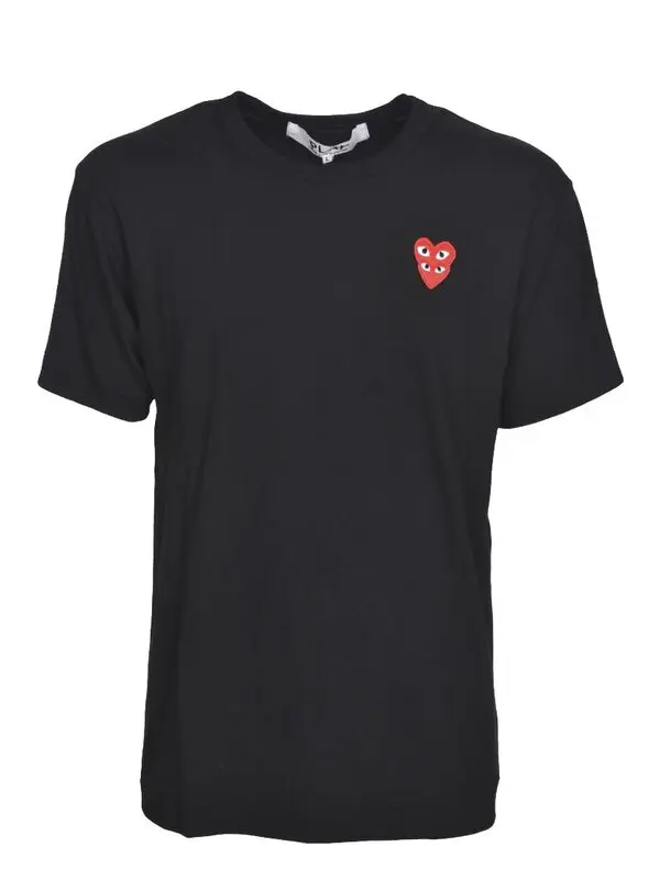 Play Comme Des Garcon Logo Short-sleeved T-shirt - Black