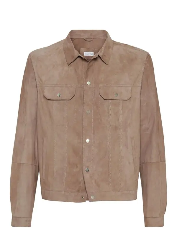 Brunello Cucinelli Suede Leather Jacket - Hazel