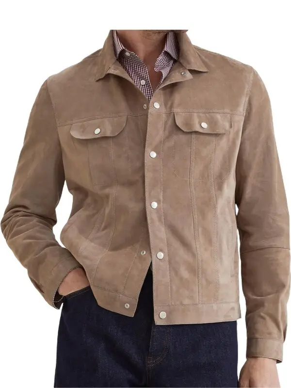 Brunello Cucinelli Suede Leather Jacket - Hazelnut Color