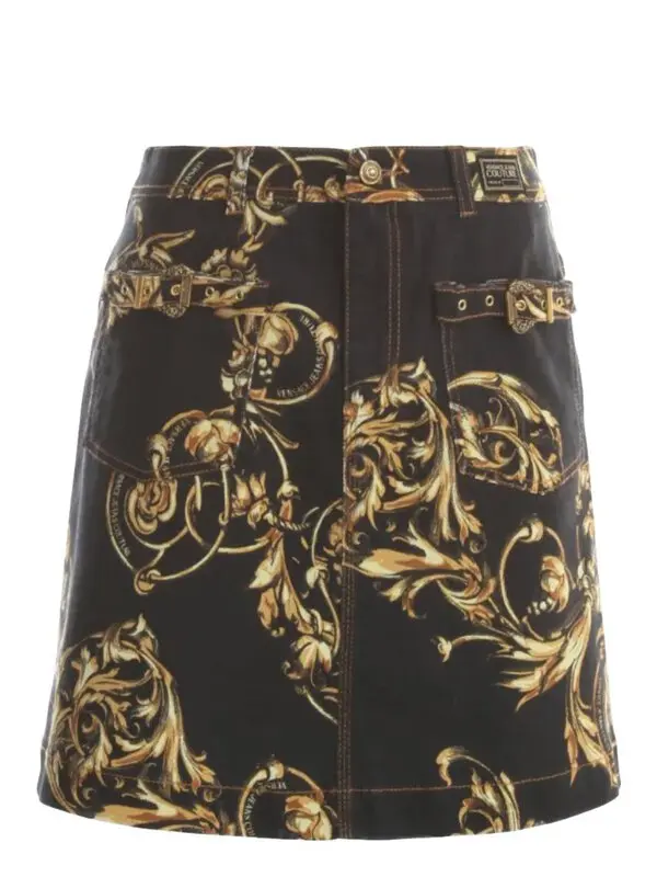 Versace Baroque Printed Skirt - Black