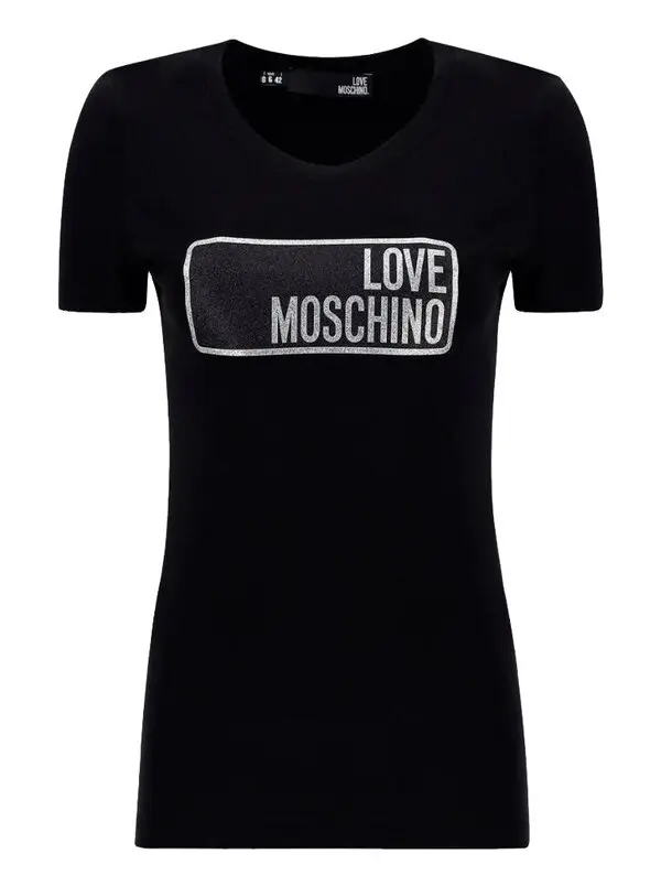 Moschino Round Neck Short Sleeve T-shirt - Black