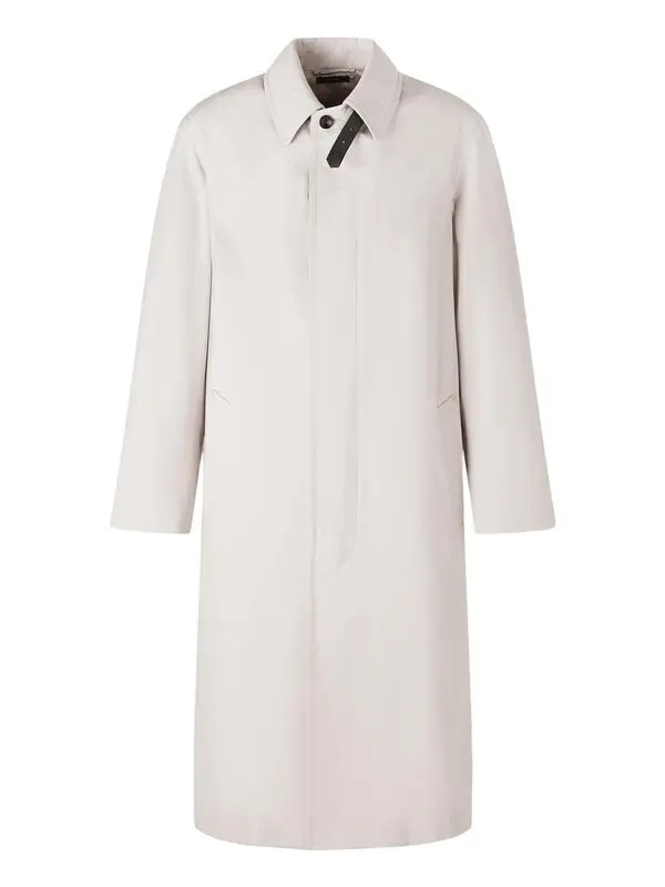 TOM FORD Leather-trimmed Cotton And Silk-blend Overcoat - Neutrals