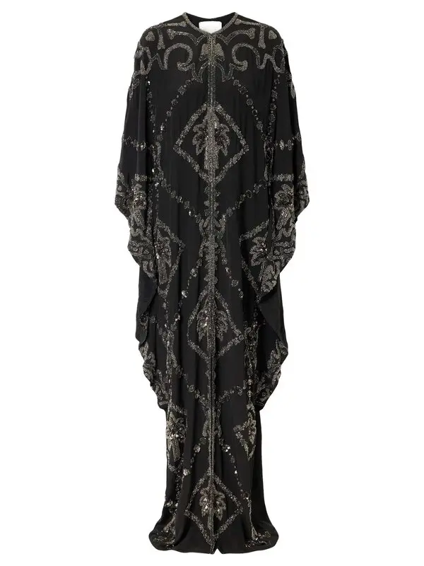 Johanna Ortiz Embellished Silk Maxi Dress - Black