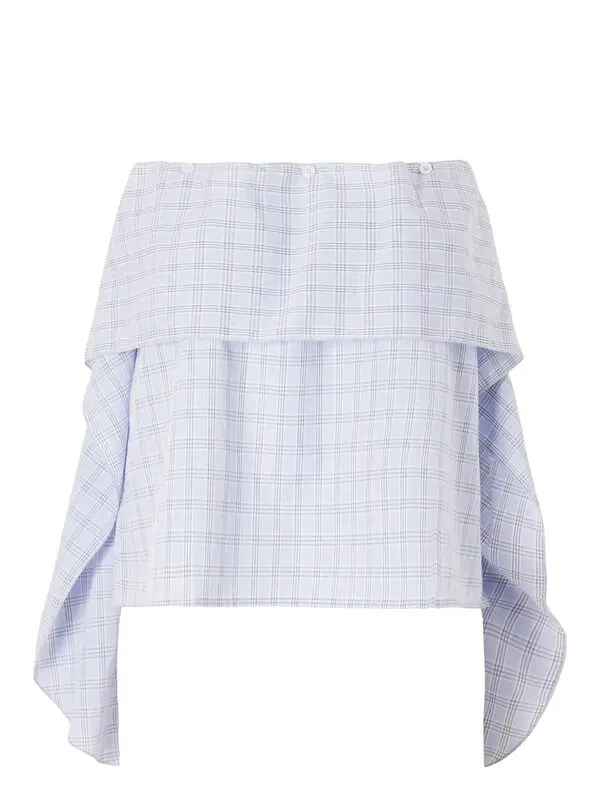DEIJI STUDIOS Flow Checked Organic Cotton Off-the-shoulder Blouse - Blue