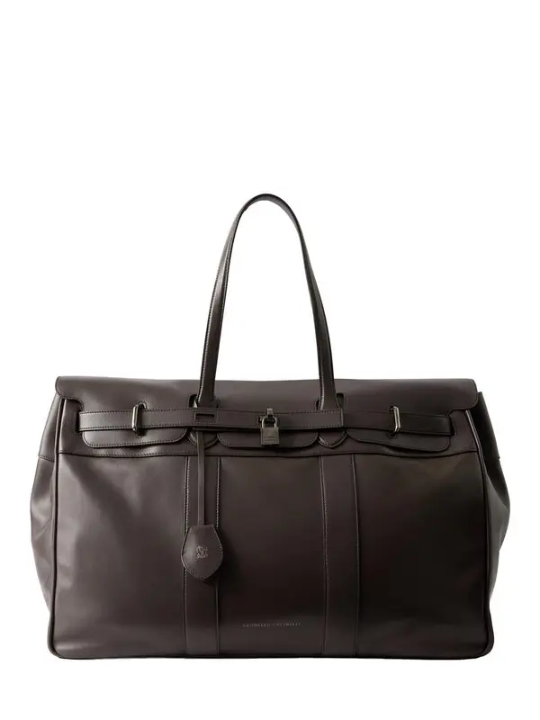 Brunello Cucinelli Leather Weekender Bag - Brown