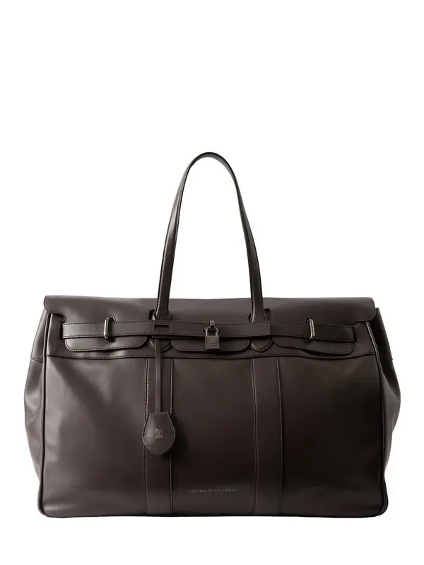 Brunello Cucinelli Leather Weekender Bag - Brown