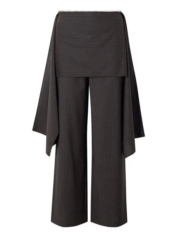 DEIJI STUDIOS Striped Wool Flared Pants - Blue