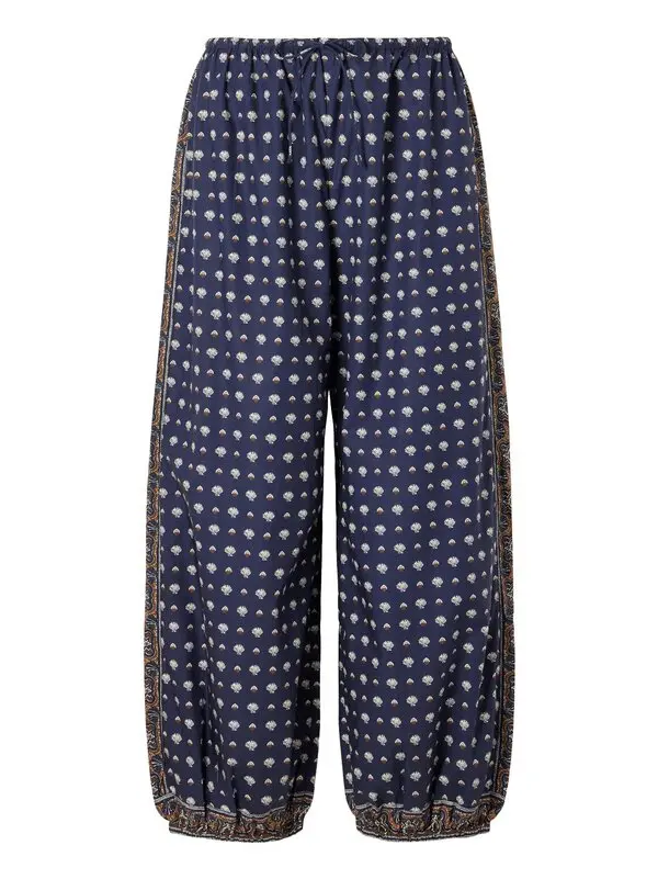 DÔEN Yarrow Printed Cotton Pants - Blue