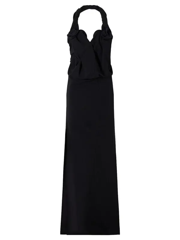 Magda Butrym Floral-appliqué Wool-blend Maxi Dress - Black