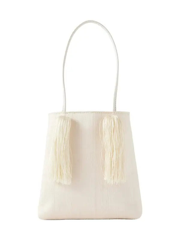 Le Sundial Le Salon Tasseled Dupioni Clutch - Neutrals